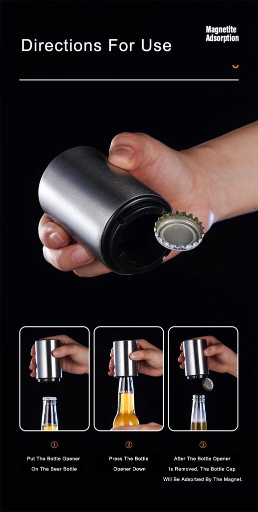 Magnetic Push Down Bottle Cap Opener - Cuisine228